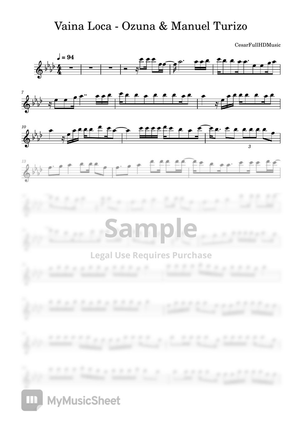 Ozuna & Manuel Turizo - Vaina Loca Sheet Music