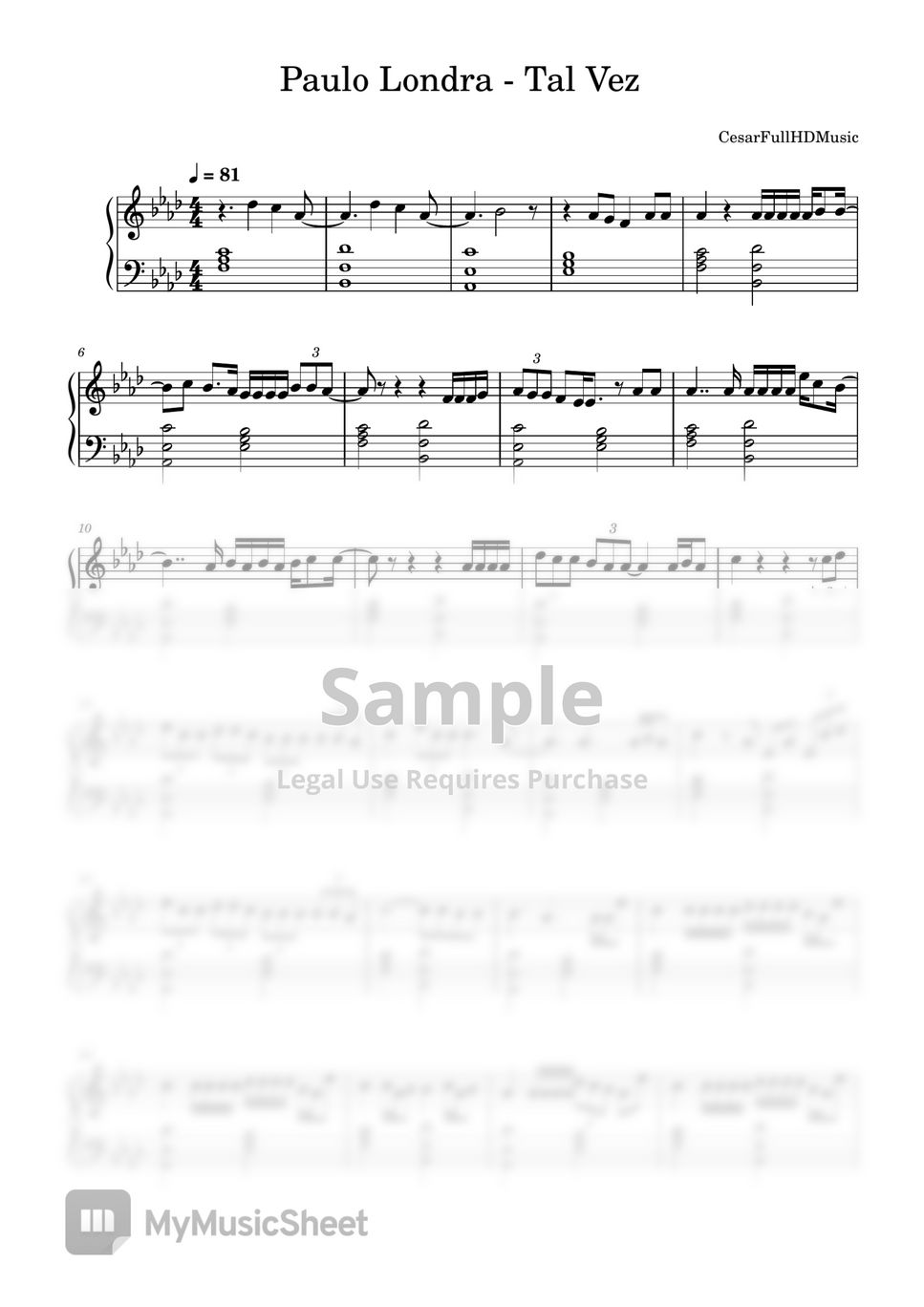 Paulo Londra - Tal Vez Sheets