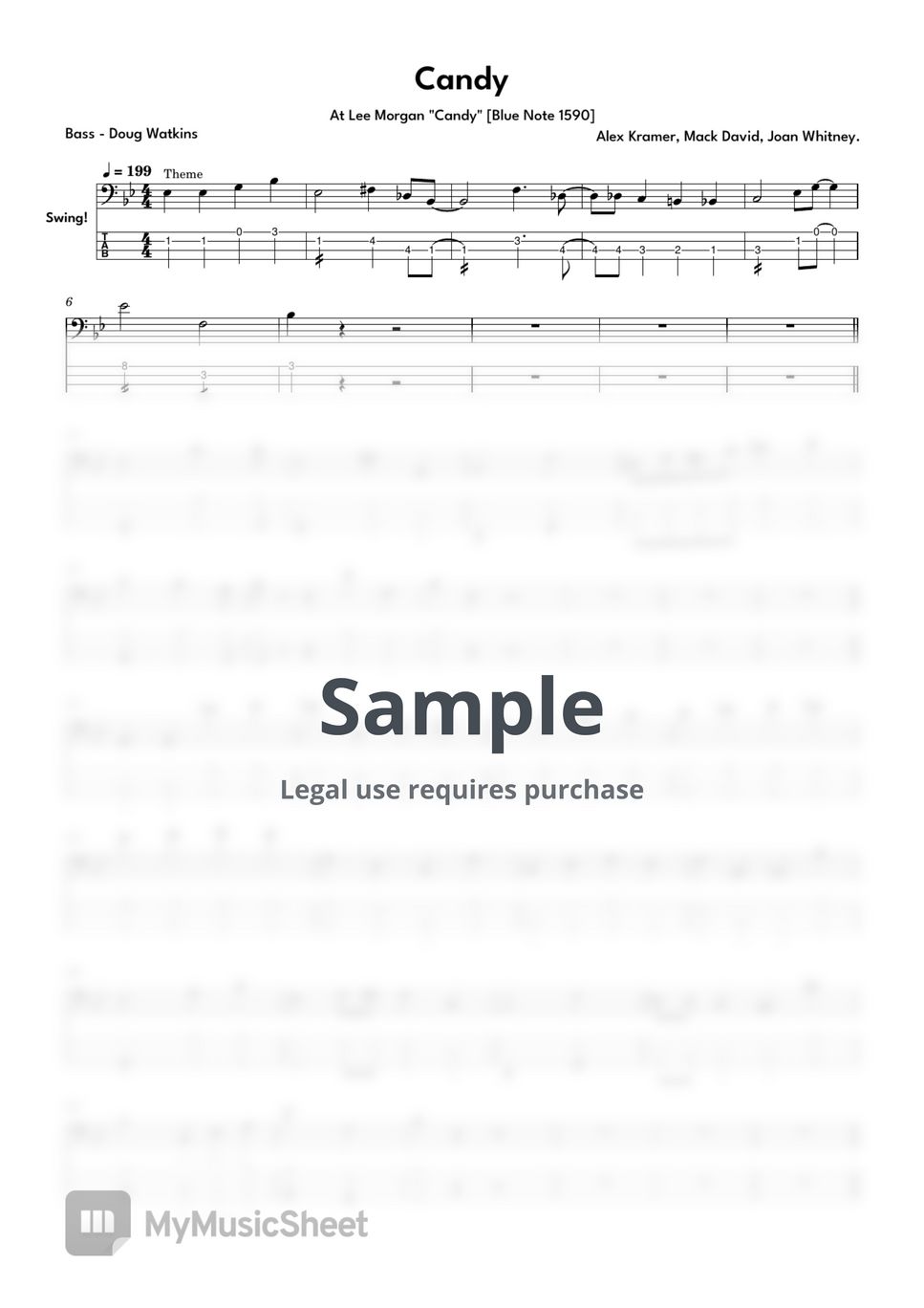 Lee Morgan - Candy (Bass: Doug Watkins) Sheet Music by Chanhyeok Kim ...