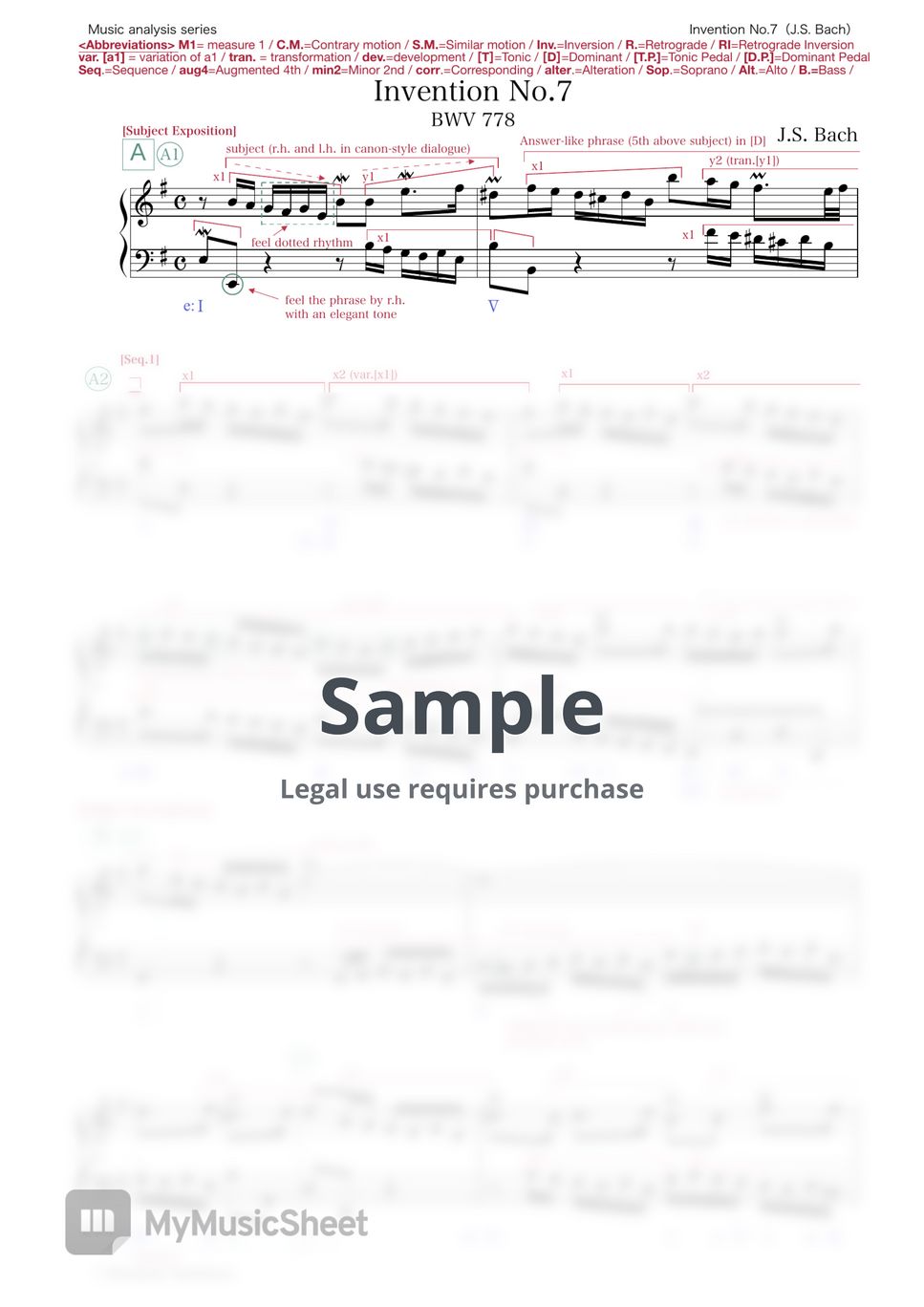 J.S.Bach - Bach: Two-Part Invention No.7 in E minor BWV 778 (analysis ...