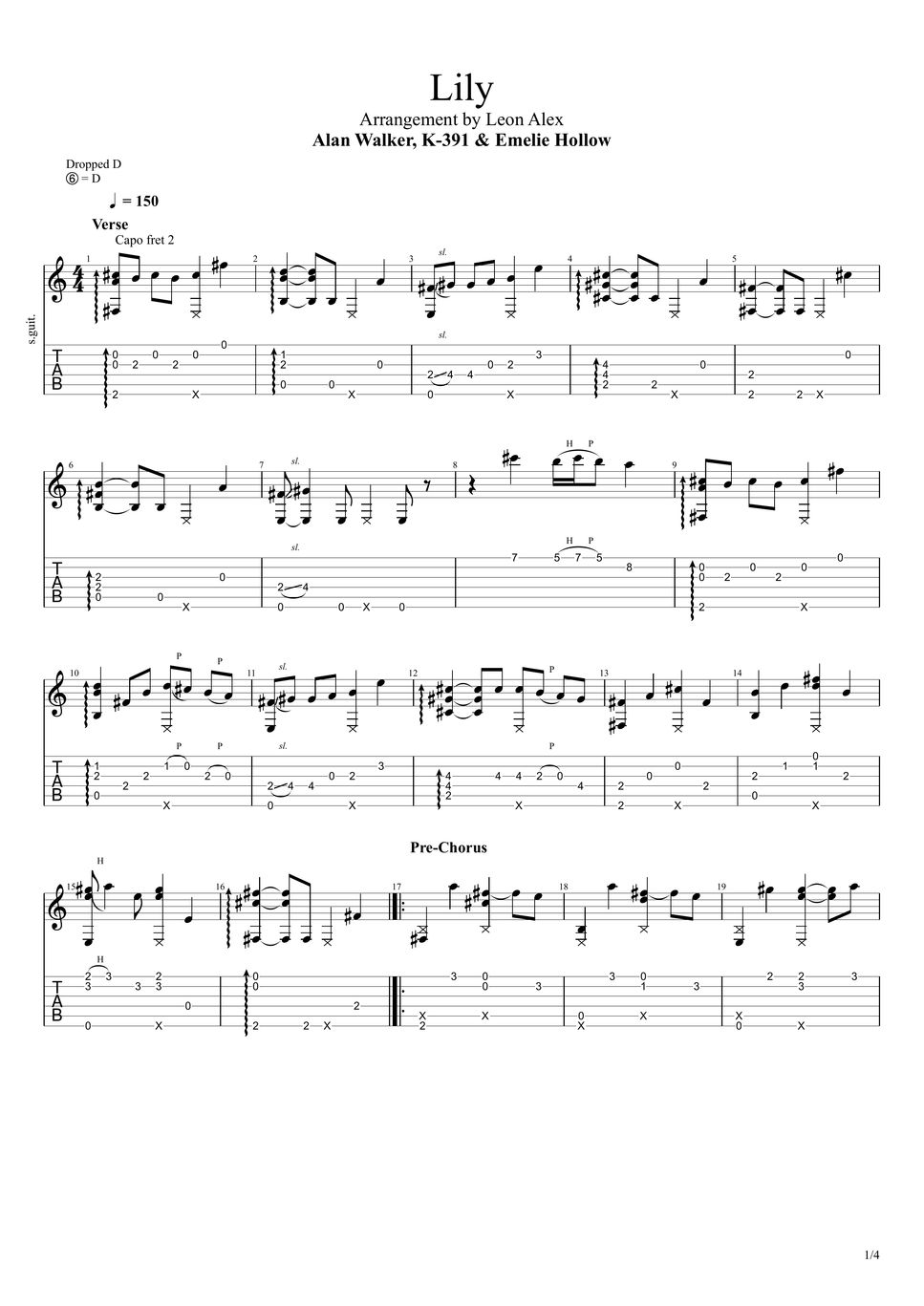 Alan Walker, K-391 & Emelie Hollow - Lily (Fingerstyle) TAB by Leon Alex