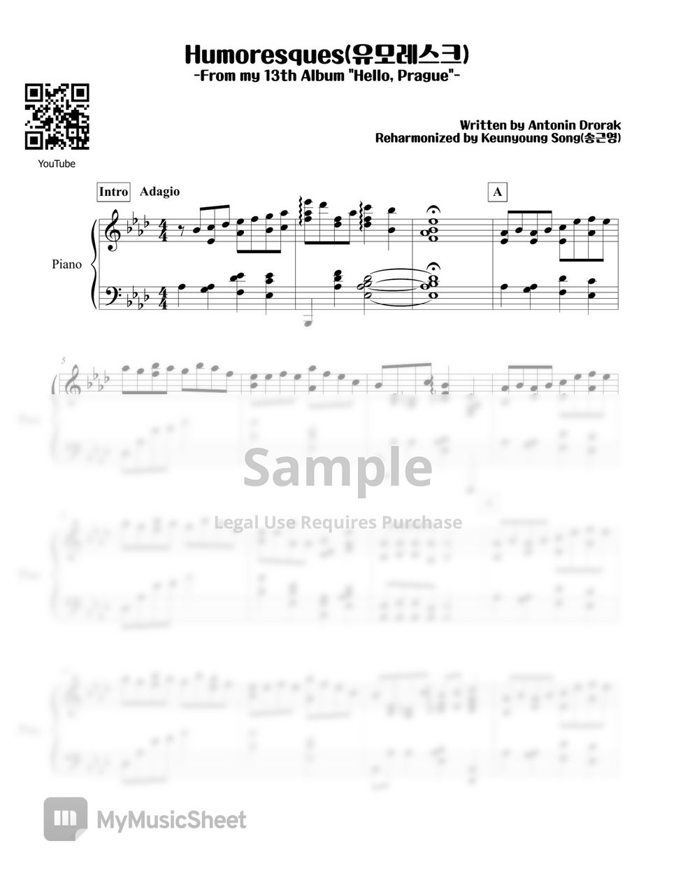 Antonin Dvorak - Humoresques(유모레스크) (13th Album) 楽譜 by Keunyoung Song(송근영)