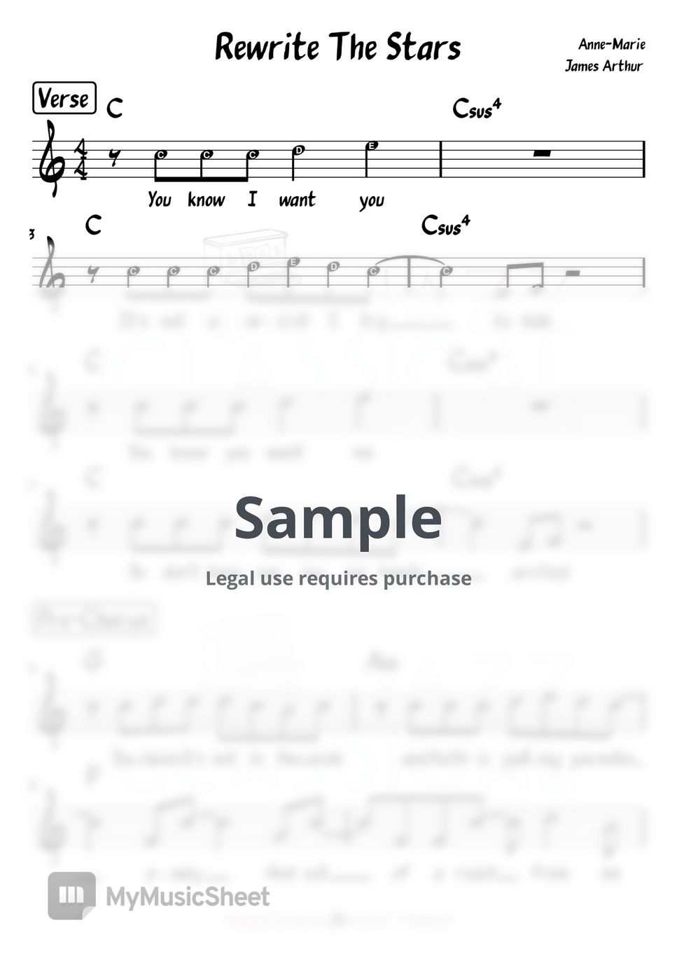 Anne-Marie & James Arthur - Rewrite The Stars (with ABC) Sheet Music by ...