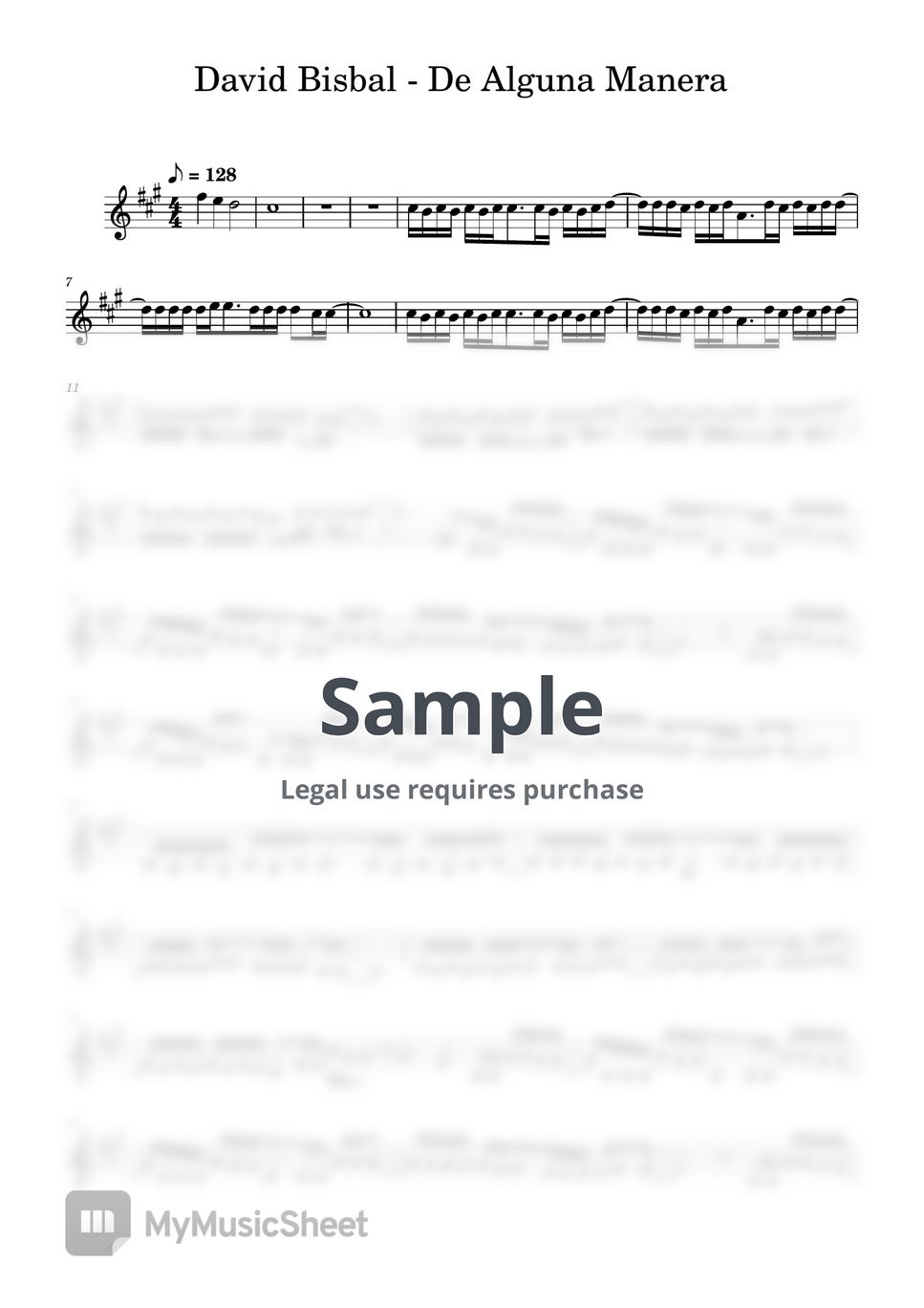 David Bisbal - De Alguna Manera 악보
