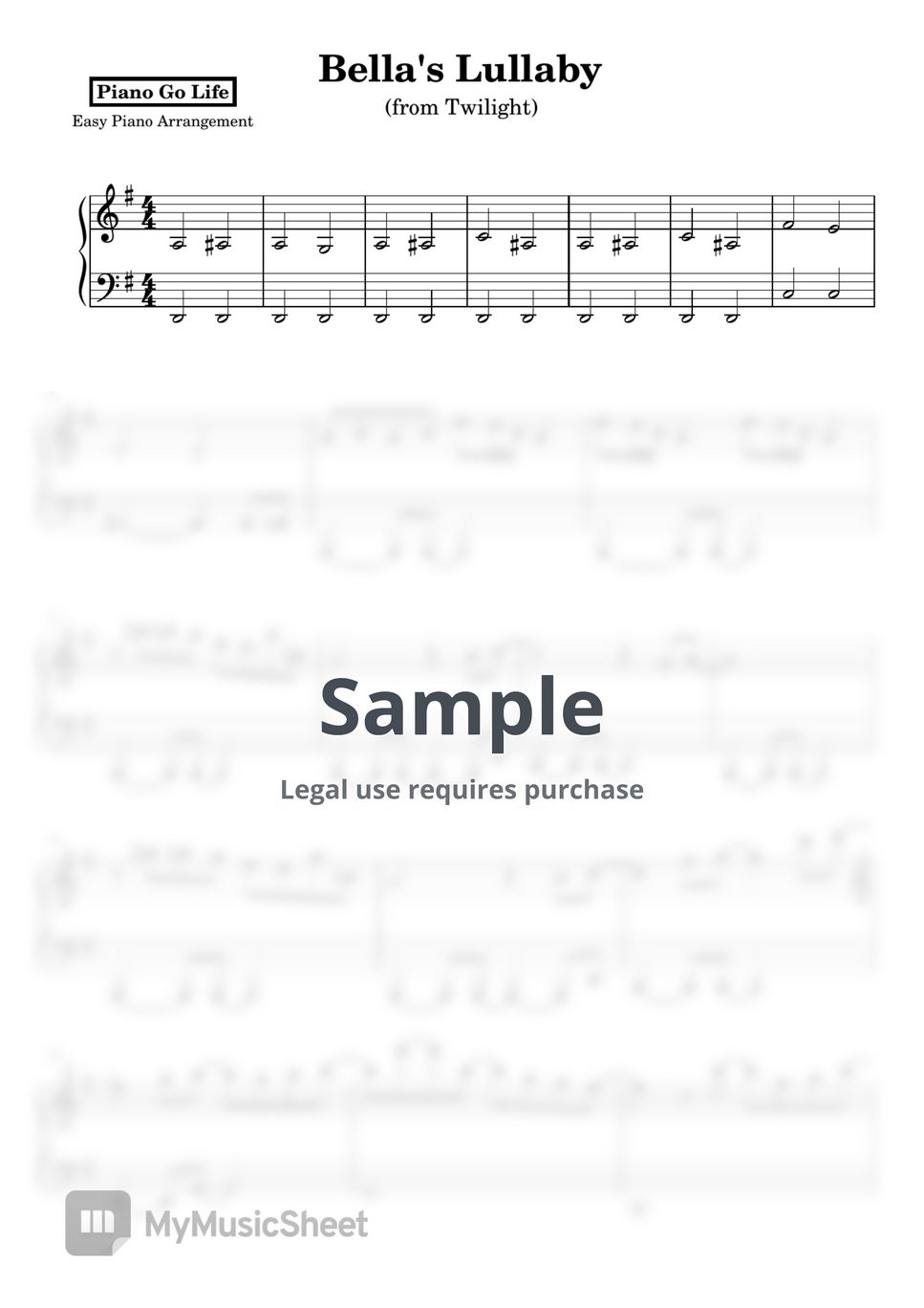 Twilight - Bella's Lullaby (EASY) Sheets by Piano Go Life