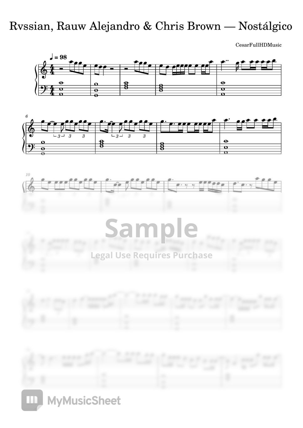 Chris Brown,Rauw Alejandro - Nostálgico Partitura