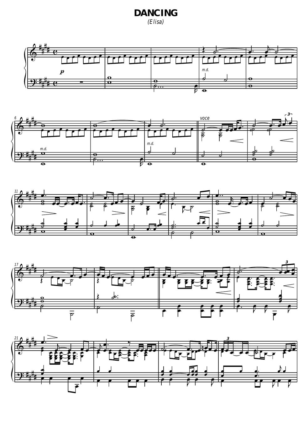 Elisa - Dancing Sheet