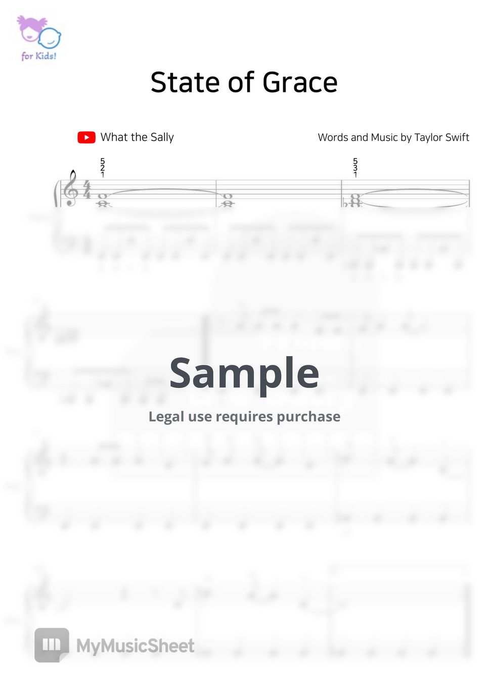 Taylor Swift - State of Grace 악보 by What the Sally