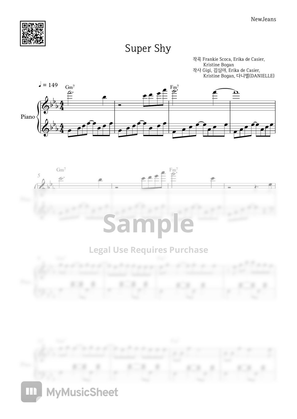 NewJeans (뉴진스) - 'Super Shy' 악보 by PIANOiNU