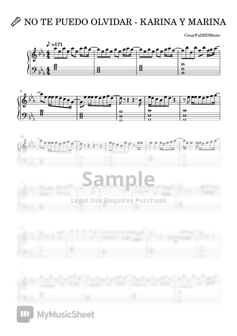 Karina Y Marina - 🎤 NO TE PUEDO OLVIDAR Sheet Music