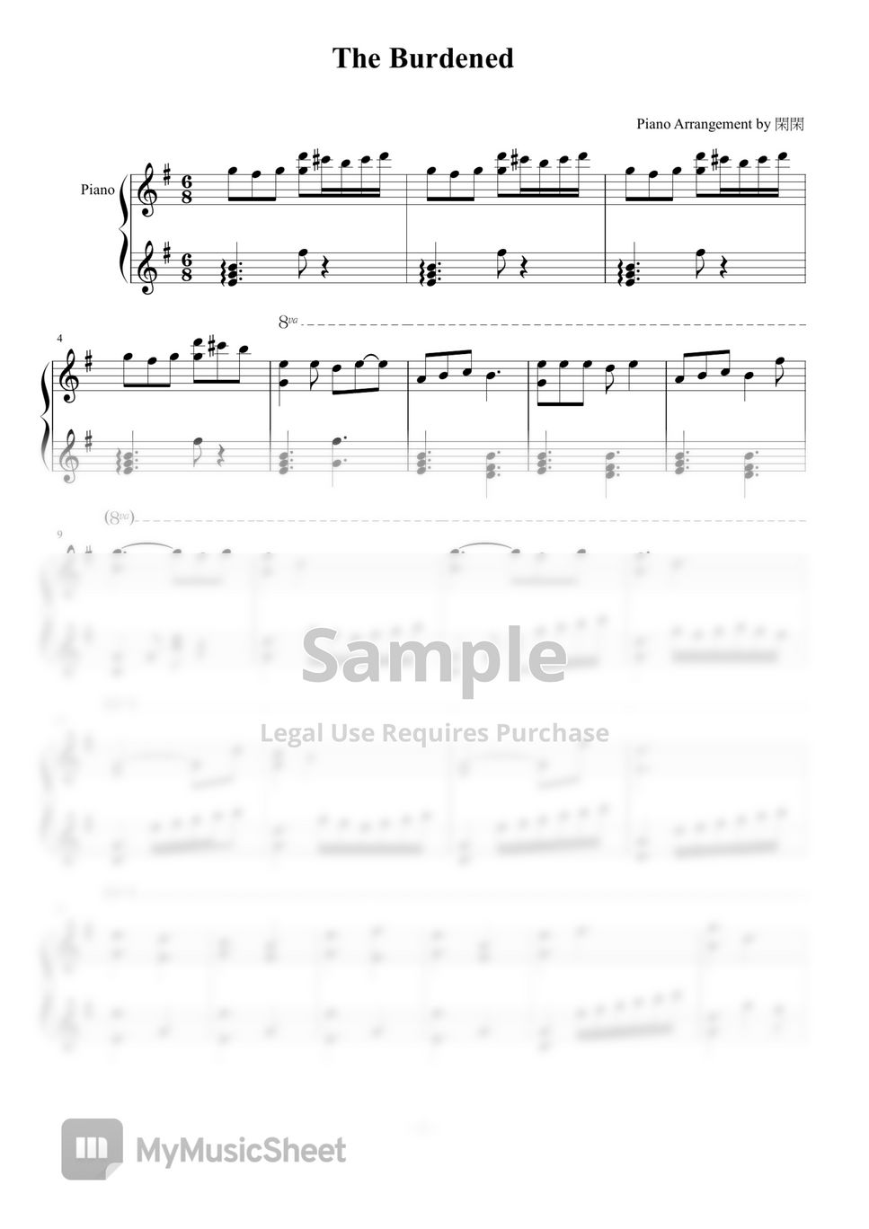 Final Fantasy VII : Crisis Core - The Burdened Sheet Music by 閑閑