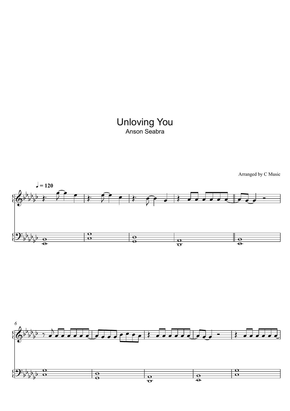 Anson Seabra - Unloving You Sheet by C Music