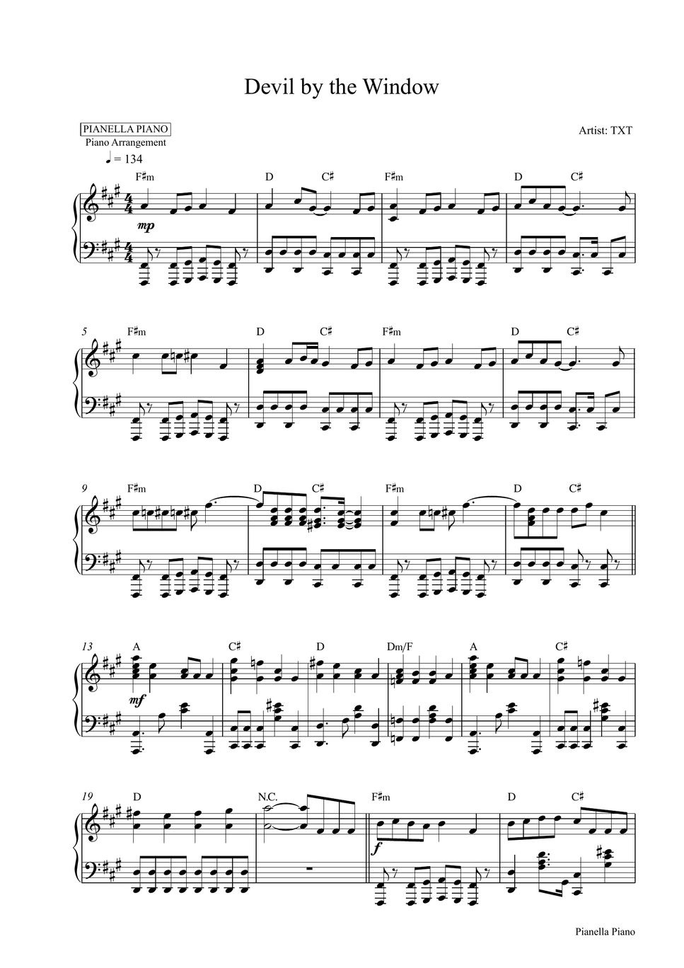 TXT - Devil by the Window (Piano Sheet) Sheets by Pianella Piano