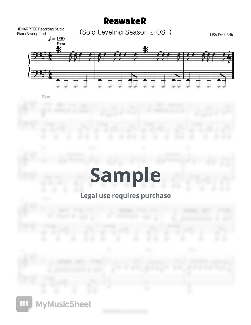 LiSA Feat. Felix - ReawakeR (Solo Leveling Season 2 OST) Sheets by ...