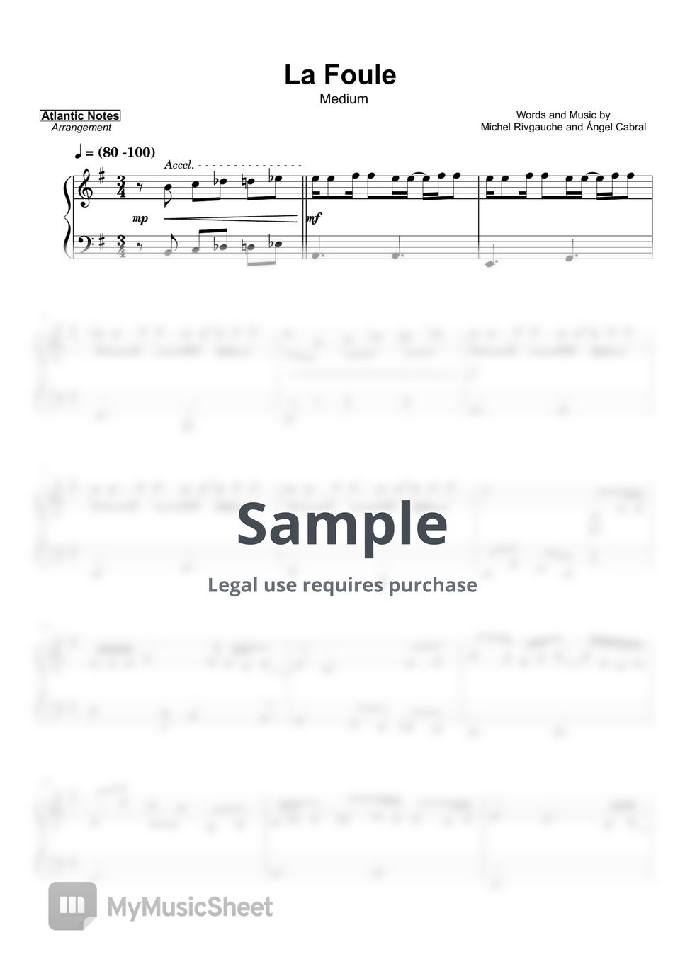 Édith Piaf - La Foule 악보 by Atlantic Notes