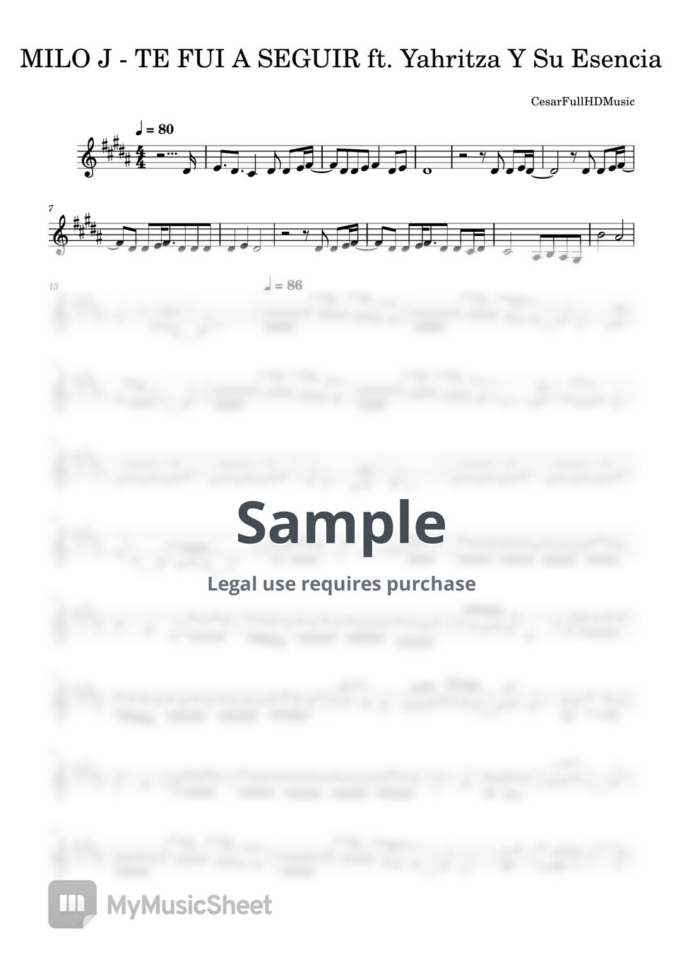 MILO J ft. Yahritza Y Su Esencia - TE FUI A SEGUIR Sheets