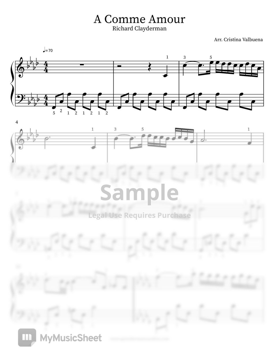 Richard Clayderman - A Comme Amour Partitura by Cristina Valbuena