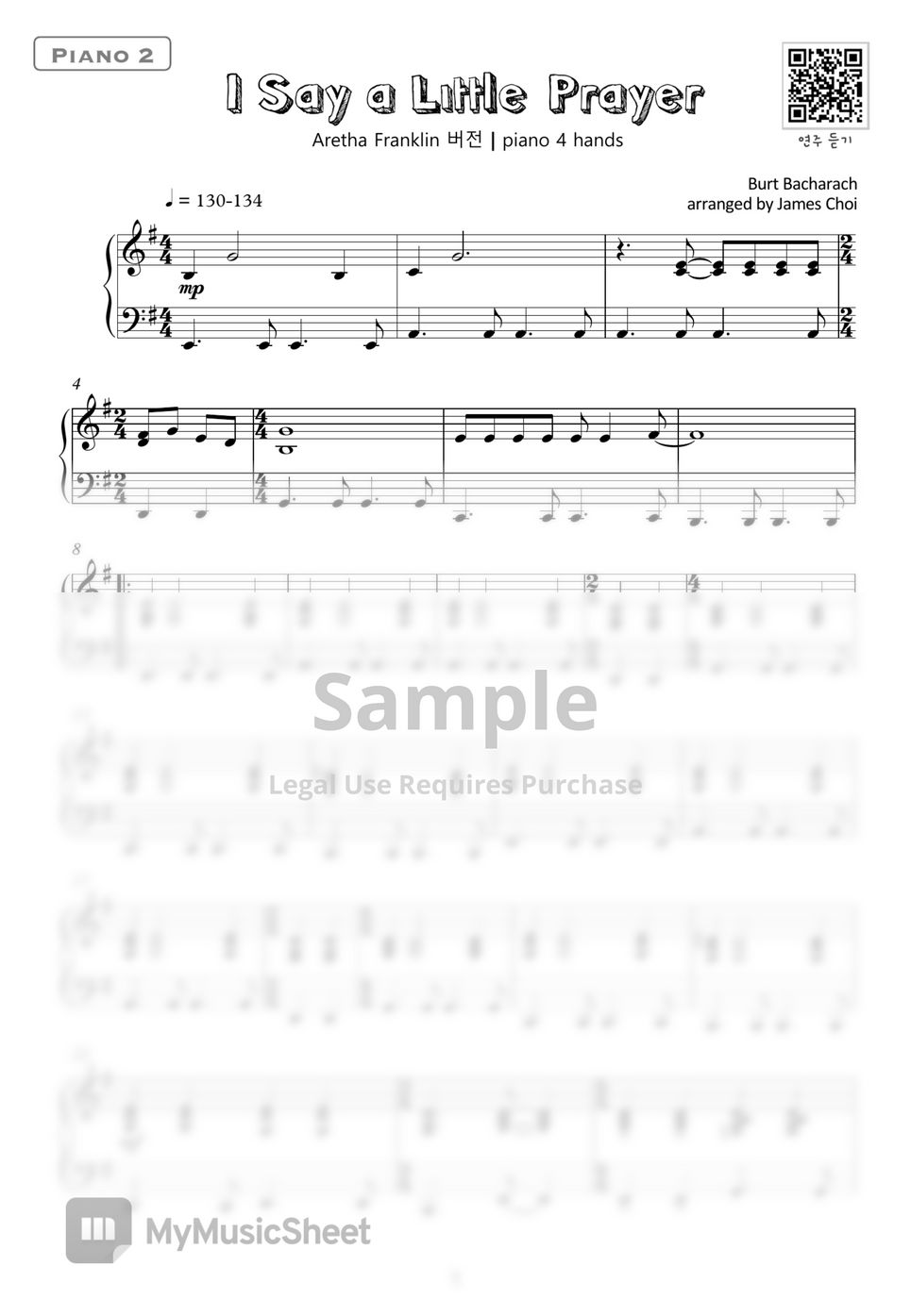 Aretha Franklin - I Say a Little Prayer (4 hands) Sheets by JC