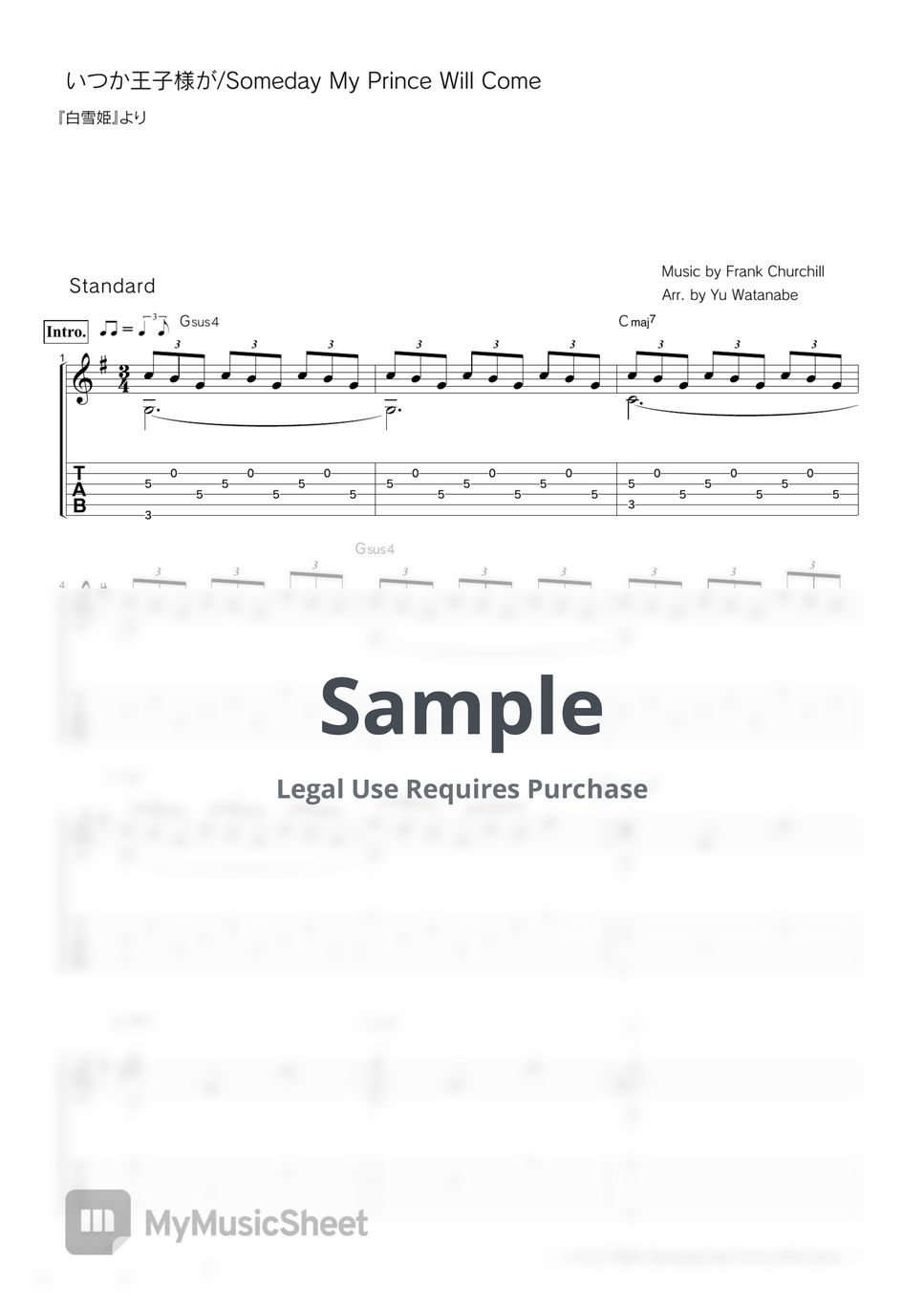 白雪姫 - いつか王子様が/Someday My Prince Will Come Tab + 1staff by わたなべゆう