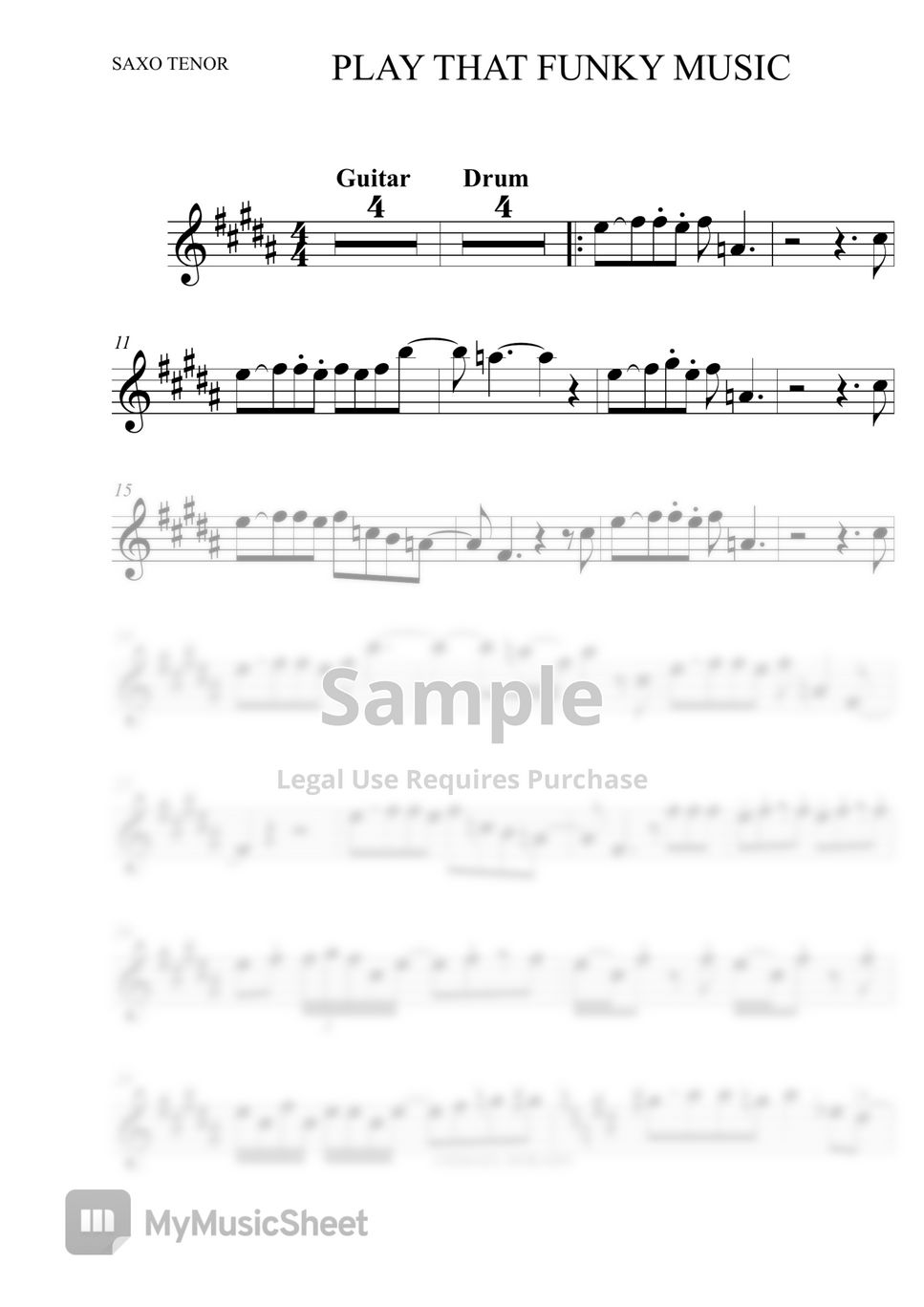Play That Funky Music - Robert Parissi (Tenor Sax) Sheet Music by ...