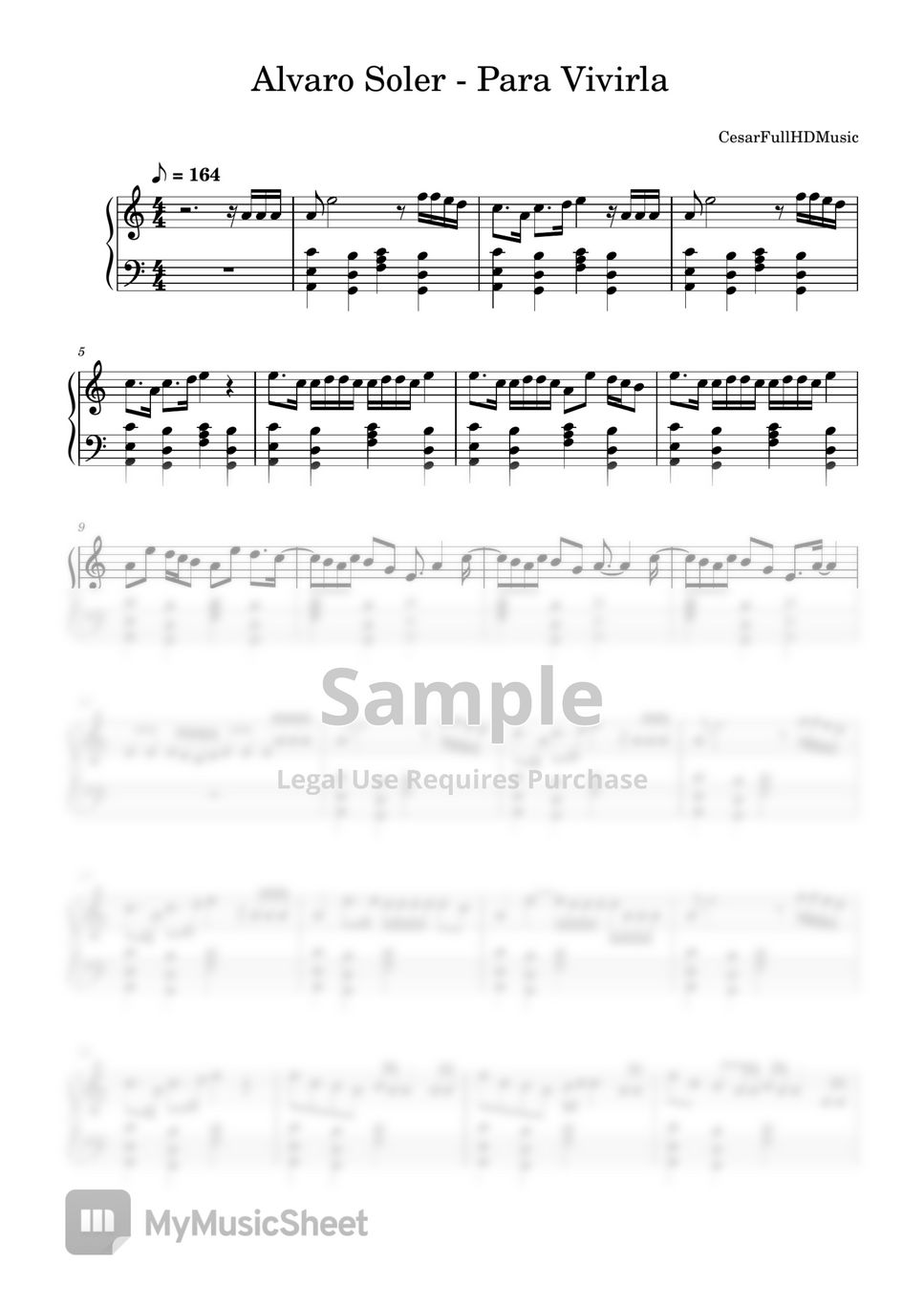 Alvaro Soler - Para Vivirla Sheets
