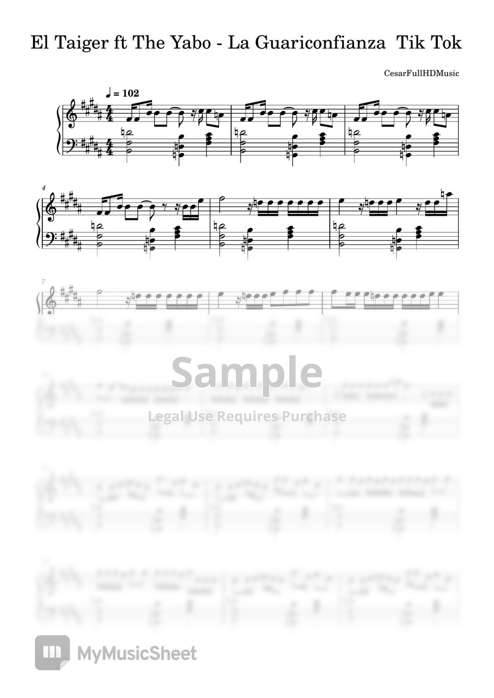 El Taiger ft The Yabo - La Guariconfianza Sheets