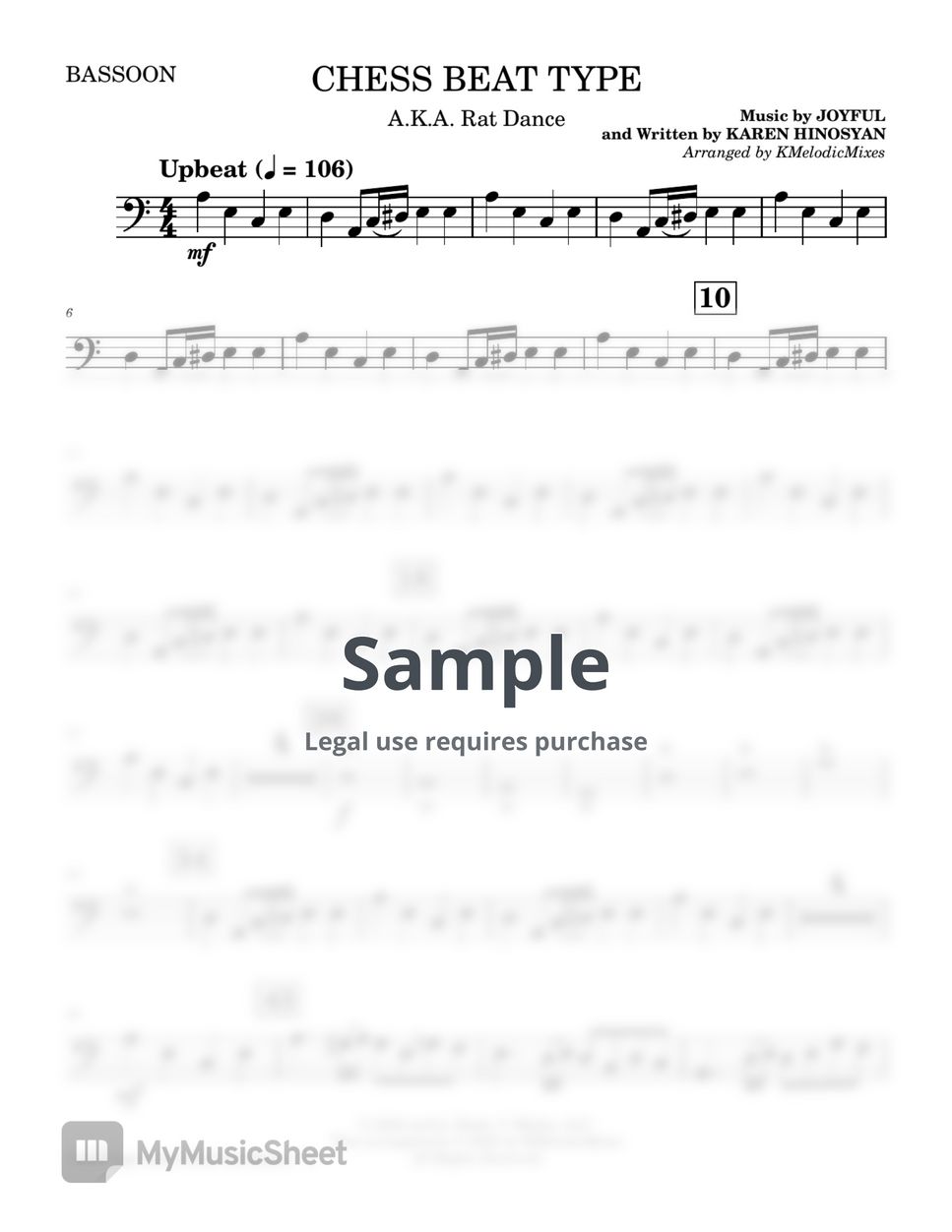 joyful - Chess Type Beat (aka Rat Dance) - Band - Bassoon Sheet Music ...