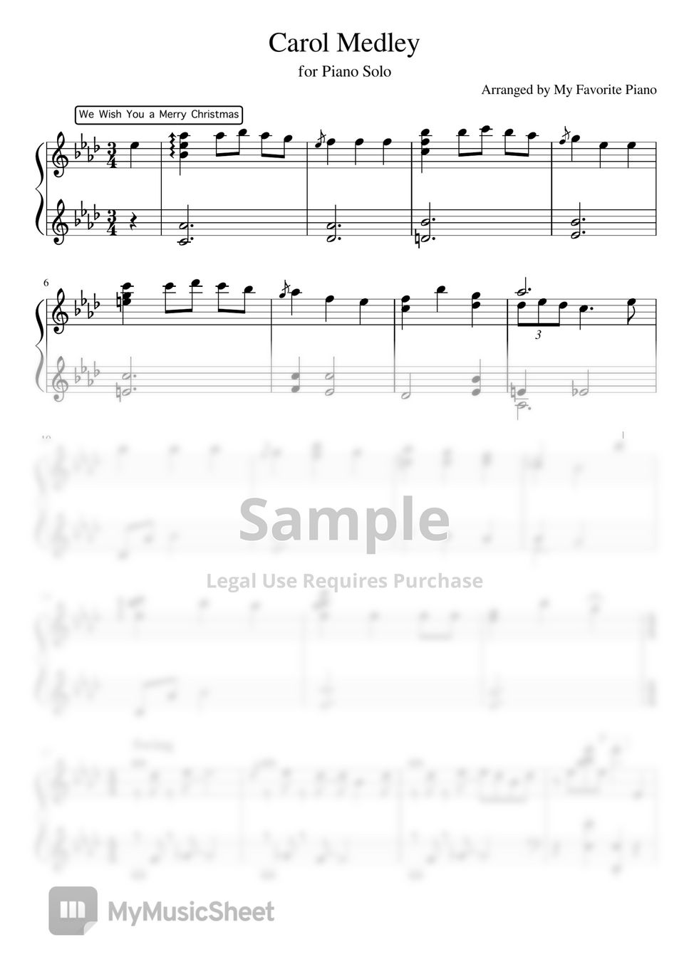 Christmas - Carol Medley Sheets by My Favorite Piano