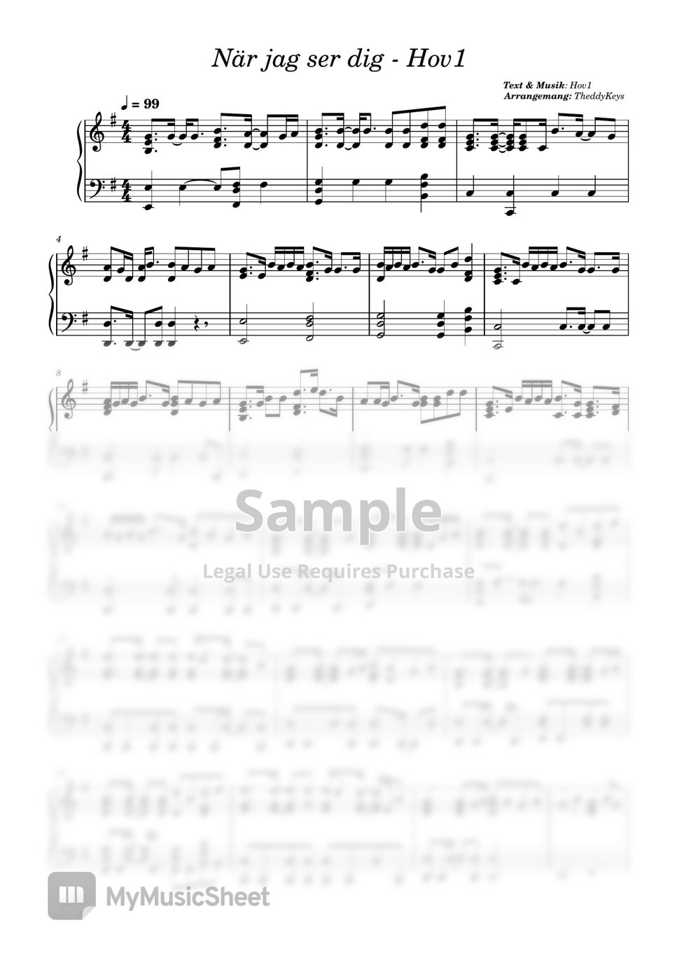 Hov1 - När jag ser dig Sheets by TheddyKeys