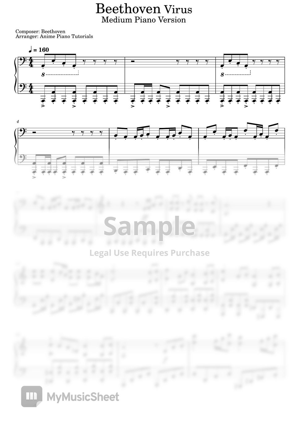 Beethoven - Beethoven Virus Sheet Music by Anime Piano Tutorials