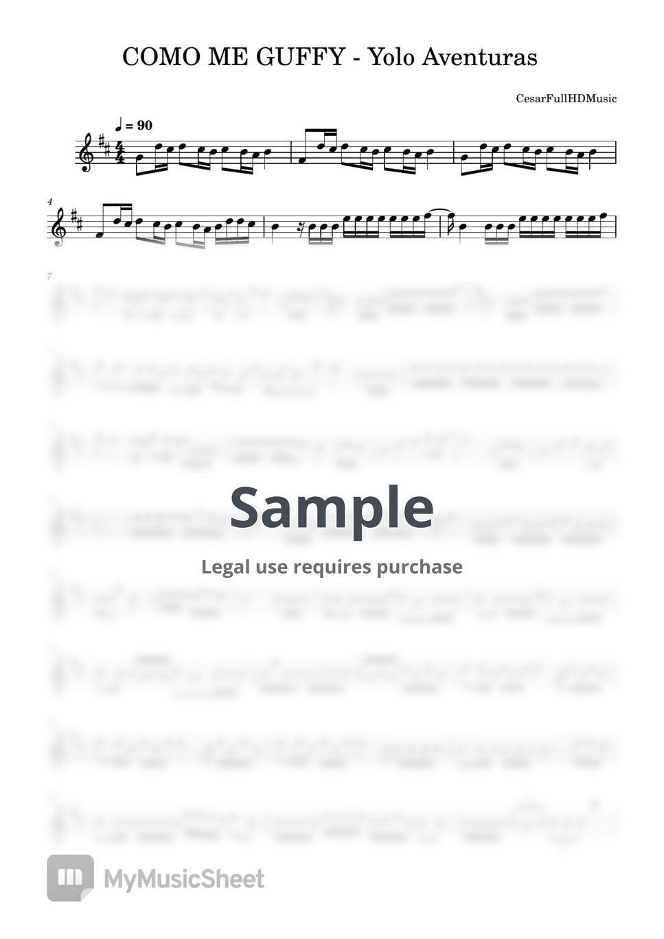 Yolo Aventuras - COMO ME GUFFY Sheets