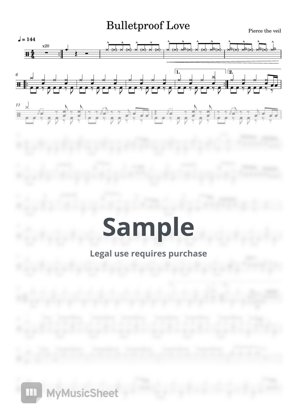 Pierce the Veil - Bulletproof Love Sheet Music by bluedm