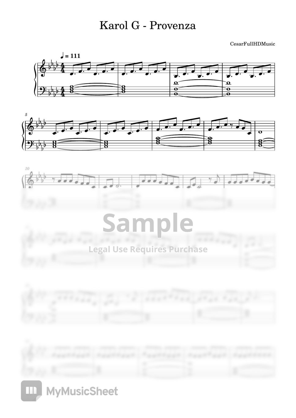 Karol G - Provenza Spartito