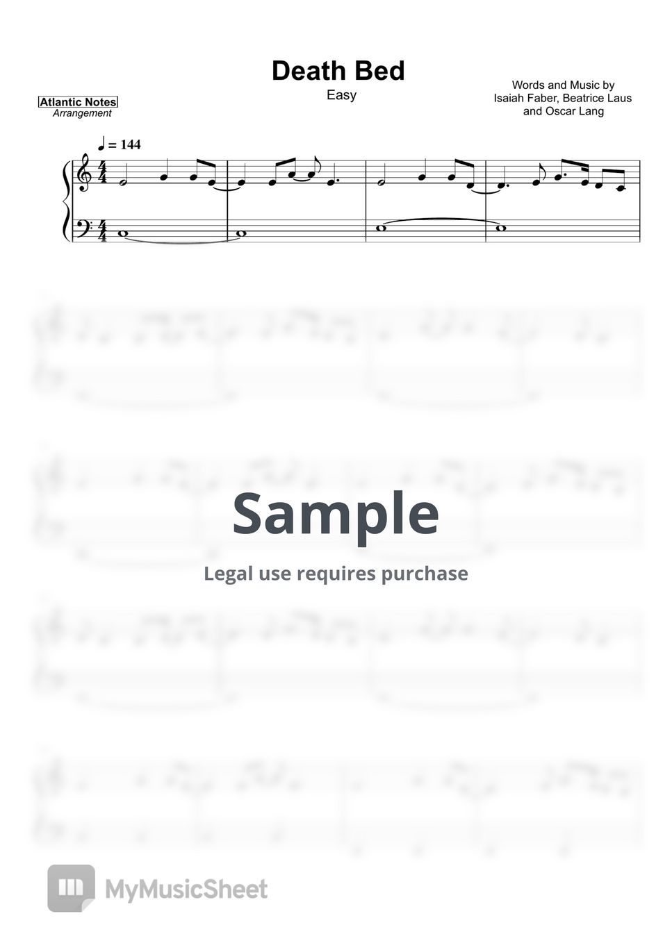 Powfu, Beabadoobee - Death Bed Sheet Music by Atlantic Notes