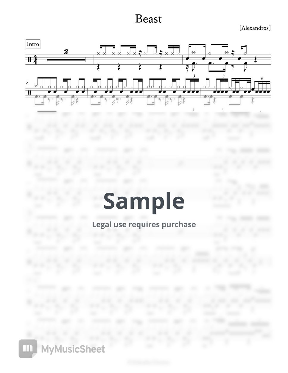 [Alexandros] - Beast Lembar Musik by Arkadia Drums