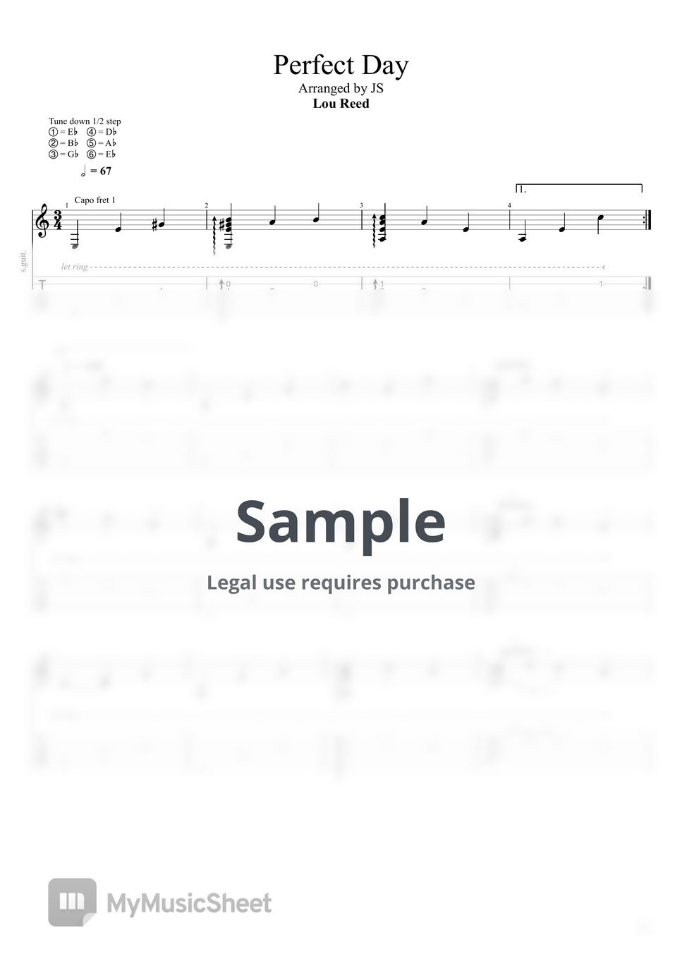 Lou Reed - Perfect Day 楽譜 by JS-WAVE