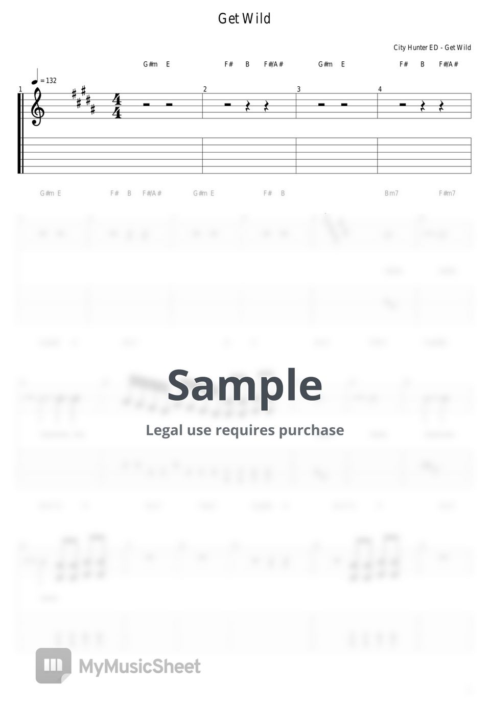 TM NETWORK - Get Wild Tab + 1staff by guitar cover with tab
