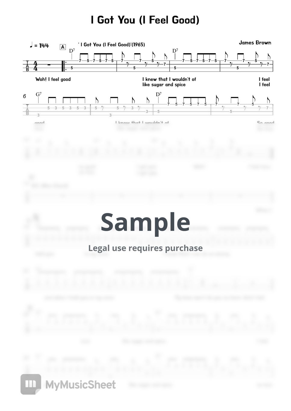 James Brown - I Got You (I Feel Good) Sheet Music by 김미(Kimme)