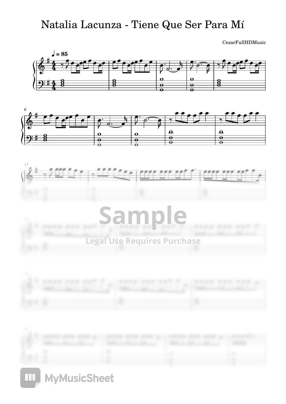 Natalia Lacunza - Tiene Que Ser Para Mí Sheet Music