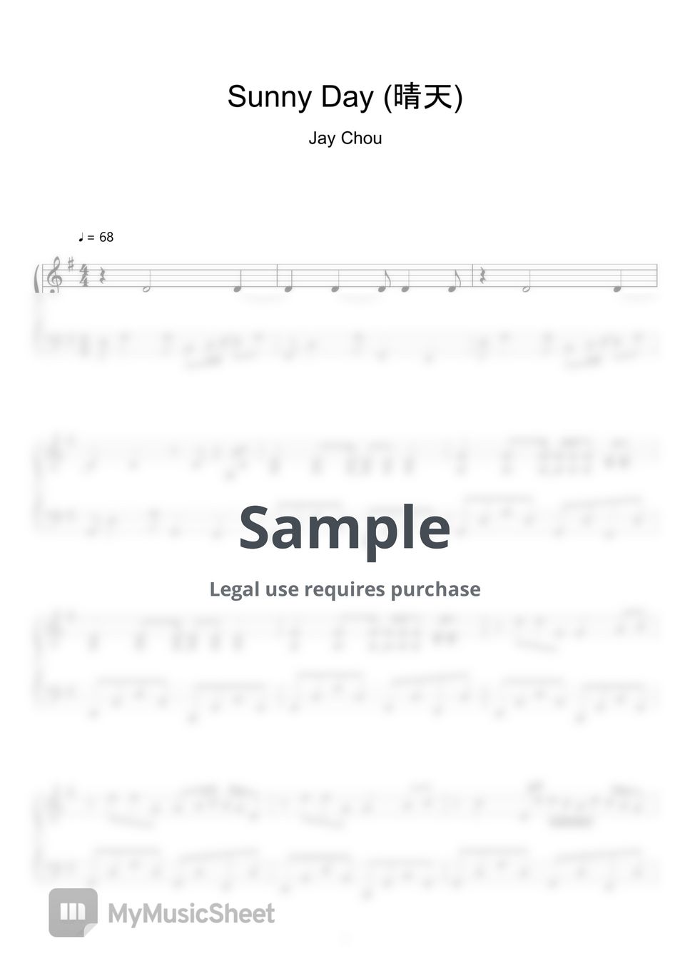 周杰倫 (Jay Chou) - 晴天 (Sunny Day) (Sheet Music, MIDI,) Sheets by sayu