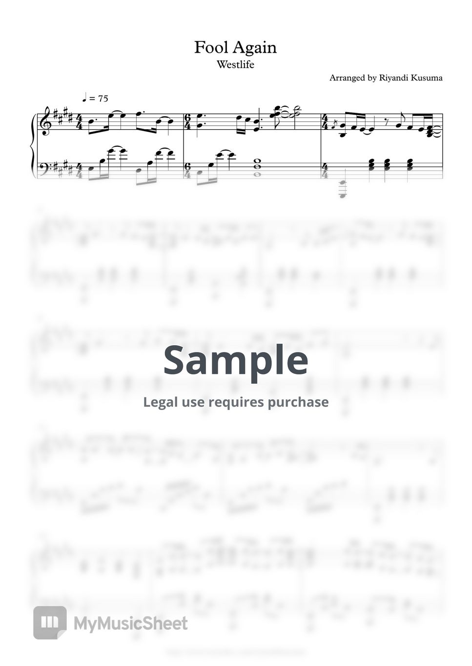 Westlife - Fool Again Sheets by Riyandi Kusuma