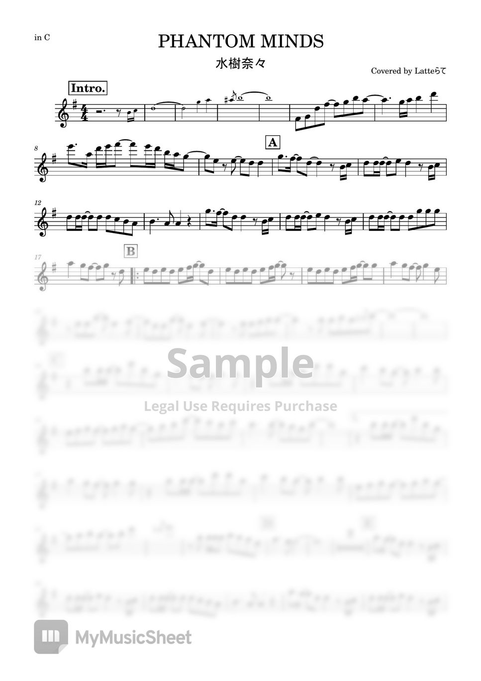 水樹奈々 - PHANTOM MINDS (劇場版『魔法少女リリカルなのは』主題歌) 악보 by Latteらて