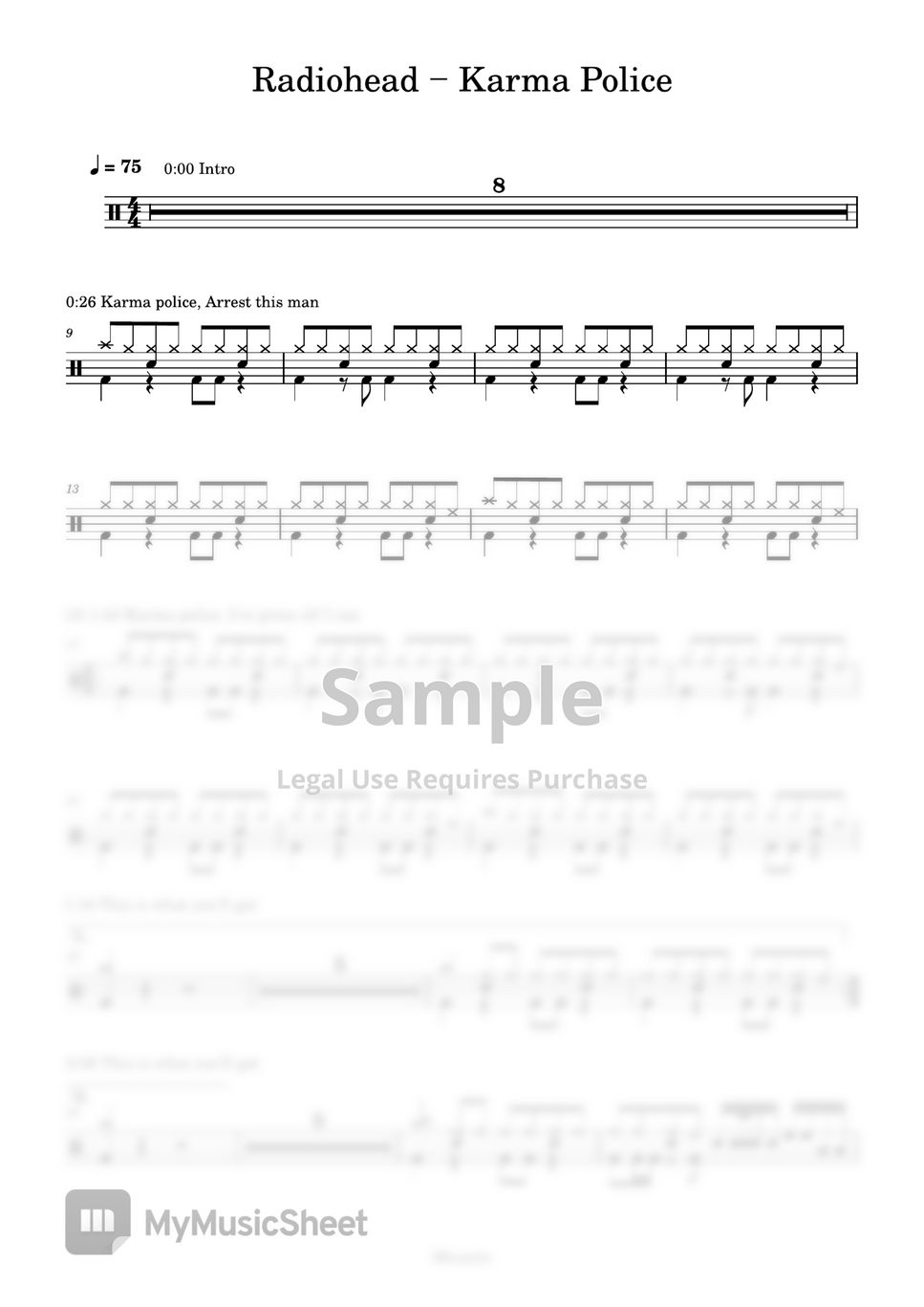 Radiohead - Karma Police 악보 by Minusite - getsomegoodmusic