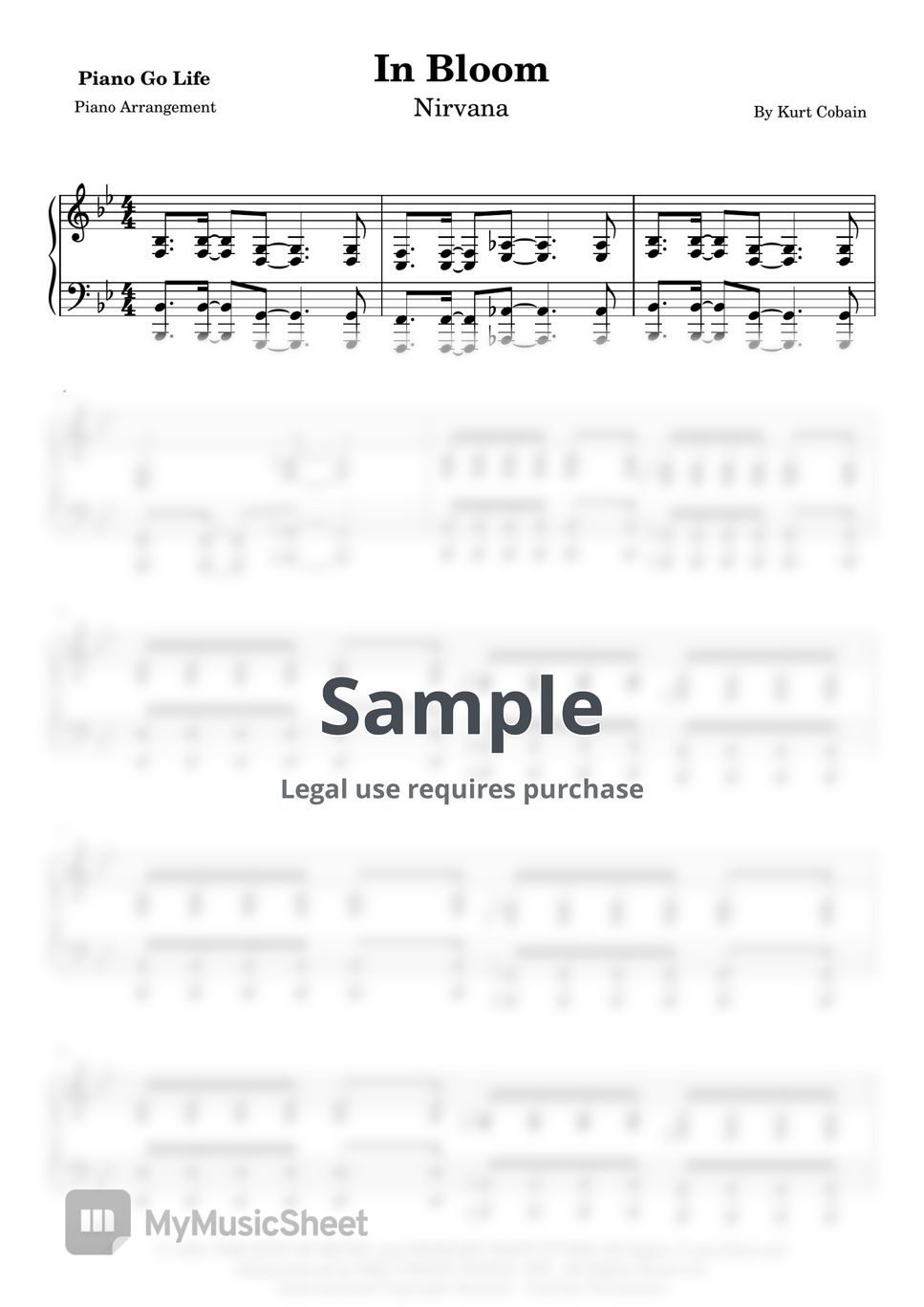 Nirvana - In Bloom Sheet Music by Piano Go Life