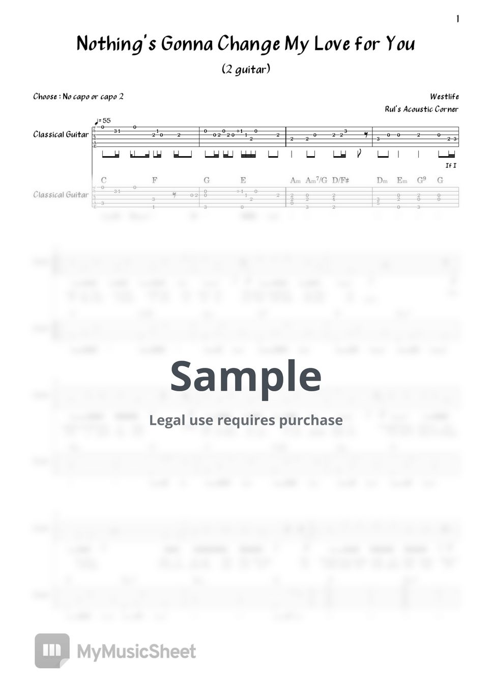 Westlife - Nothing's Gonna Change My Love For You (Instrumental lyrics, chords, tabs, not for 2 ...