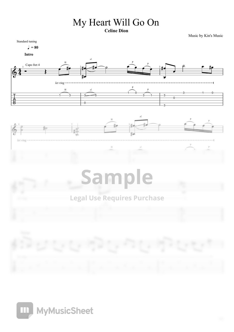 Celine Dion - My Heart Will Go On[Easy Guitar Fingerstyle For Beginner ...