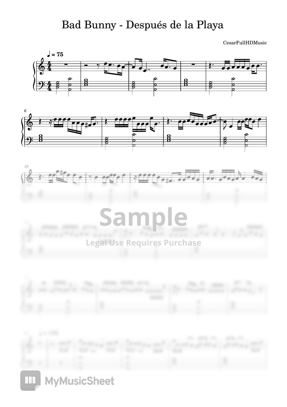 Bad Bunny - Después de la Playa Sheets