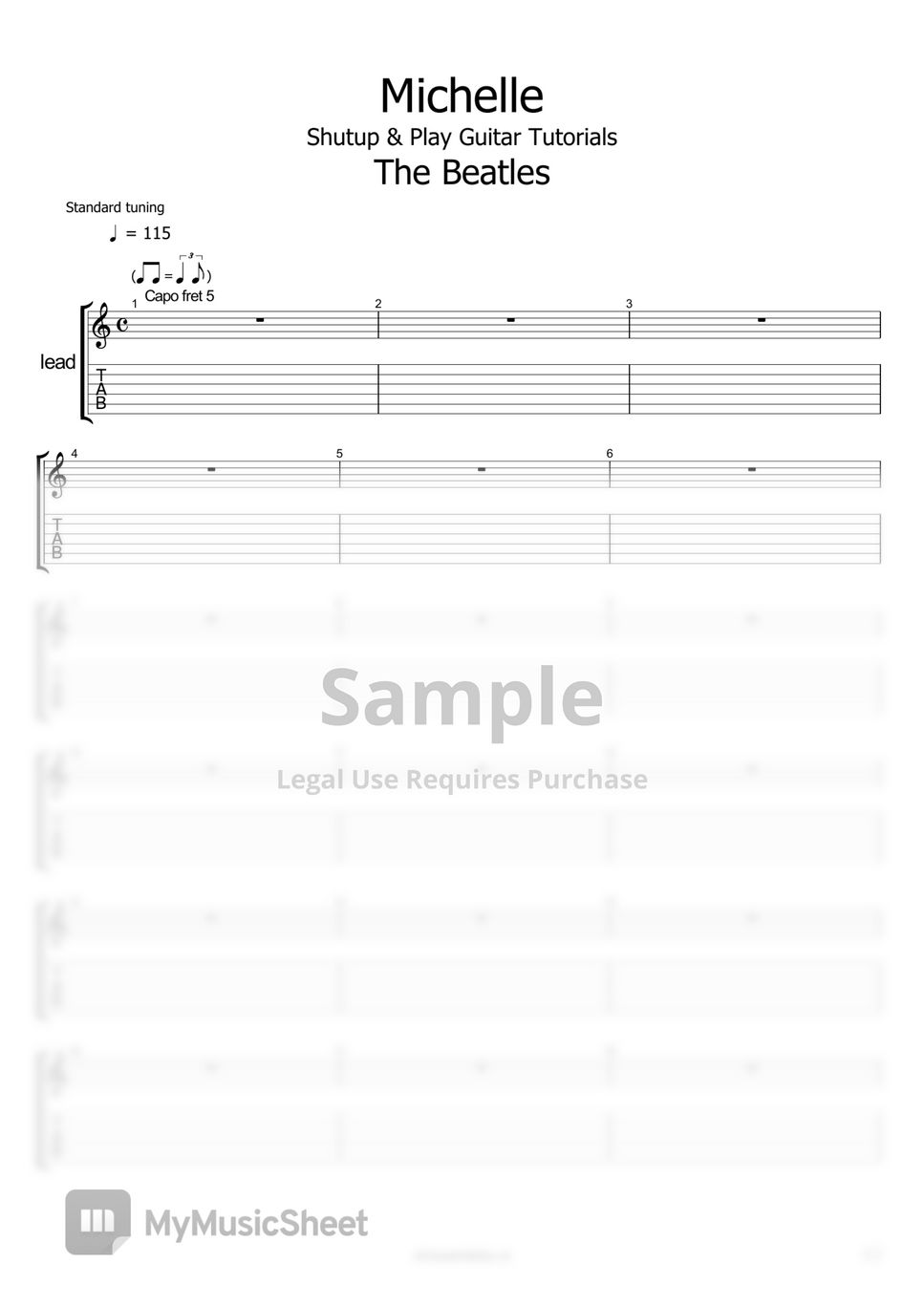 The Beatles - Michelle 악보 by Shutup & Play Guitar Tutorials