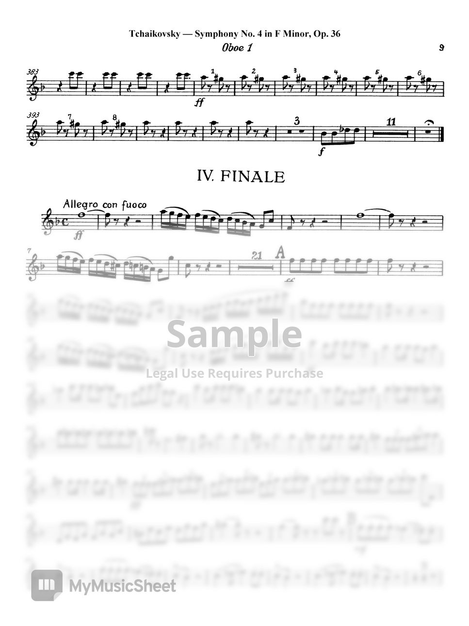 P.I.Tchaikovsky - Symphony No. 4 (2nd, 3rd mov.) Sheets by Original Sheet