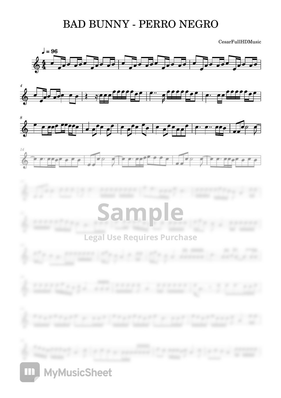 BAD BUNNY - PERRO NEGRO Sheet Music
